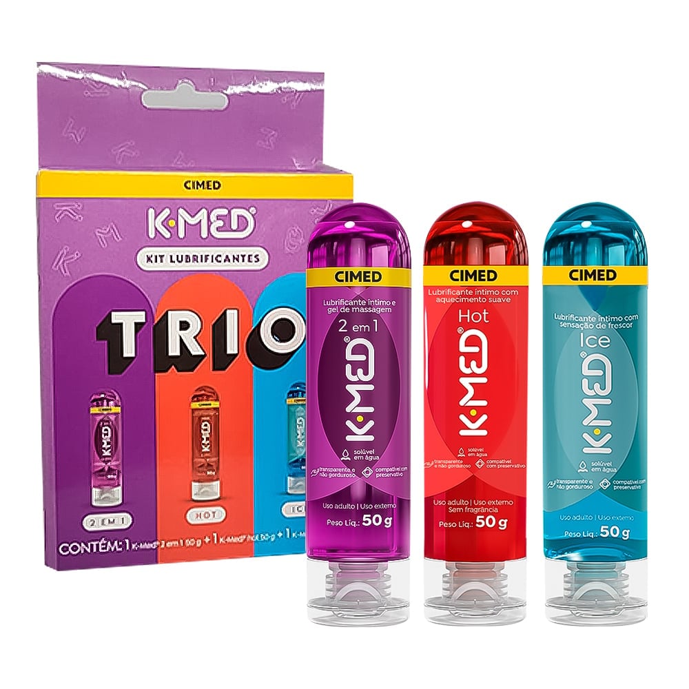 Kit Lubrificante Trio Kmed 2 Em 1, Kmed Hot E Kmed Ice Com 50g Cimed