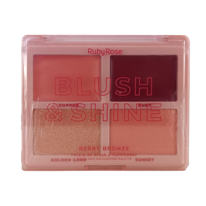 Paleta De Blush E Iluminador Blush Shine Berry Bronze Hbm1001-2 Ruby Rose